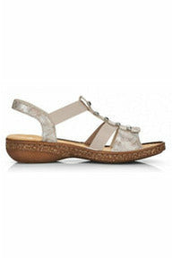 Rieker ladies sandal 62850 90 in metallic at Meeks Shoes - JM Shoes Ltd
